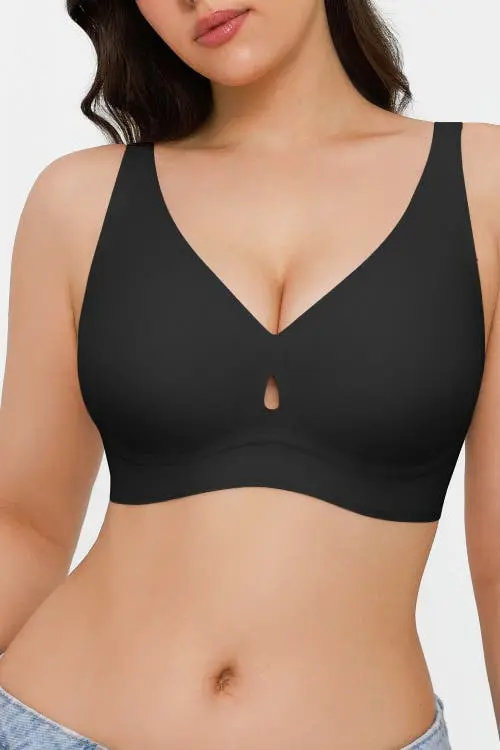 POPILUSH Seamless Wireless Jelly Contour Support Bra - Black