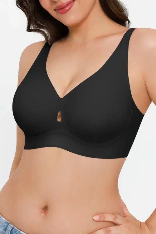 POPILUSH Seamless Wireless Jelly Contour Support Bra - Black