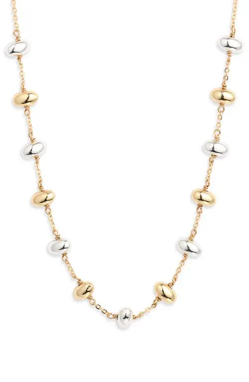 Nordstrom Two-tone Bead Station Necklace - Gold- Silver