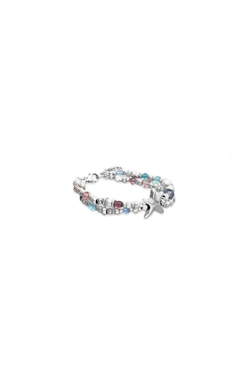 UNODE50 Tone Double Bracelet With Multicolor Faceted Crystals And Star