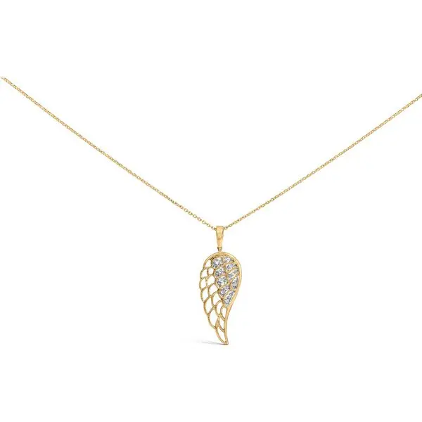HAUS OF BRILLIANCE Gold Vermeil Diamond Accent Angel Wing Pendant Necklace - Silver