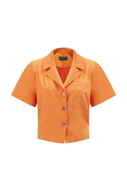 EXQUISE Short Sleeve Elastic Back Shirt
