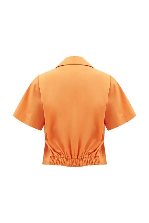 EXQUISE Short Sleeve Elastic Back Shirt