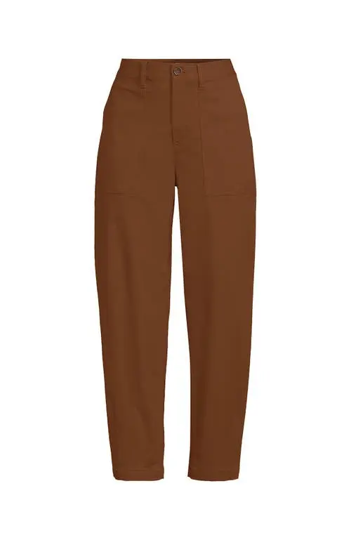 LANDS' END Tall Chino High Rise Barrel Leg Utility Ankle Pants