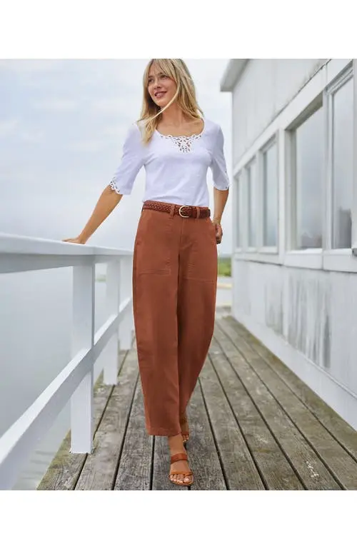 LANDS' END Tall Chino High Rise Barrel Leg Utility Ankle Pants