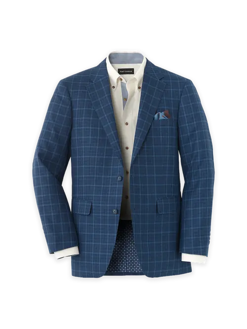 PAUL FREDRICK Wool Single Breasted Notch Lapel Sport Coat - Blue