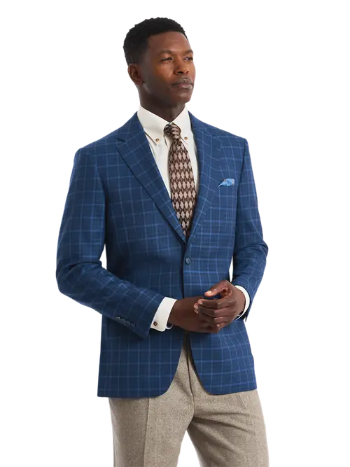 PAUL FREDRICK Wool Single Breasted Notch Lapel Sport Coat - Blue