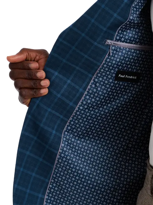 PAUL FREDRICK Wool Single Breasted Notch Lapel Sport Coat - Blue