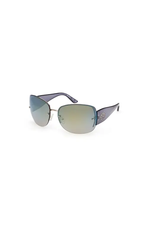 HARLEY-DAVIDSON Rimless Shield Metal Sunglasses - Gold/gradient Blue