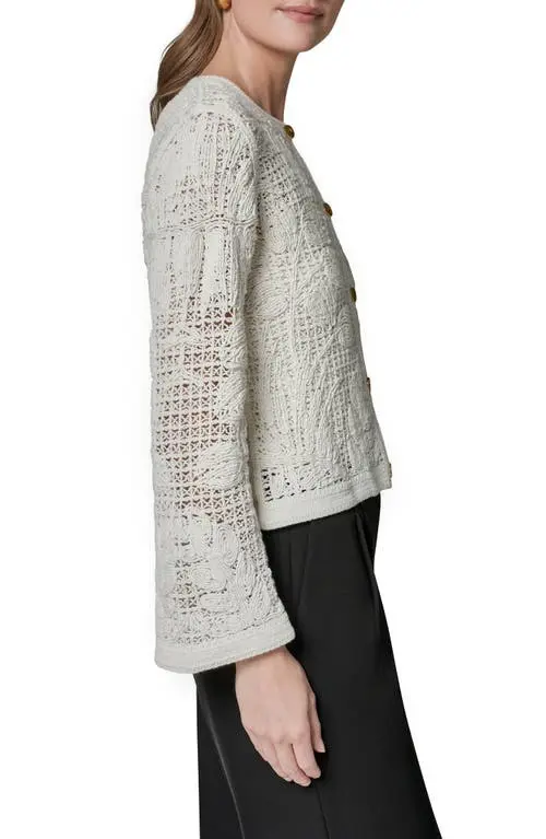 Donna Karan New York Mixed Stitch Cotton Blend Cardigan