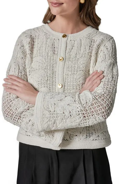 Donna Karan New York Mixed Stitch Cotton Blend Cardigan