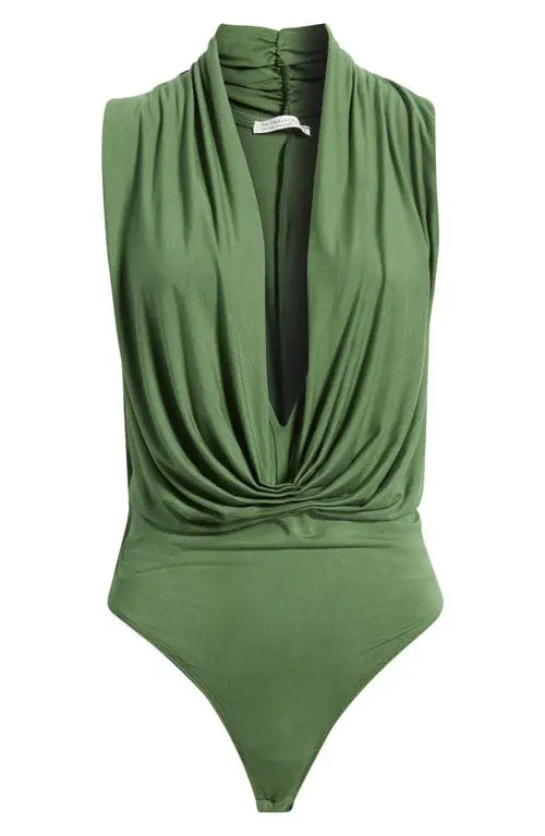 Free People We're Going Out Plunge Neck Bodysuit - Forest Fairy
