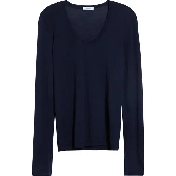 FERRAGAMO Virgin Wool V-neck Sweater - New Navy