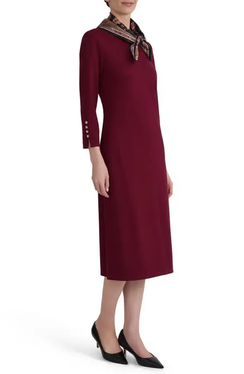 Jones New York Three-quarter Sleeve Midi Dress