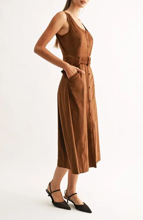Adelyn Rae Kensley Faux Suede Midi Shirtdress