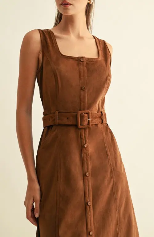 Adelyn Rae Kensley Faux Suede Midi Shirtdress