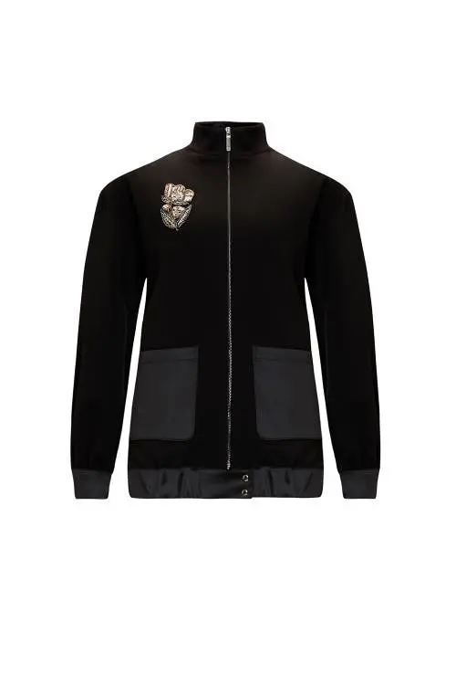 EXQUISE Stone Embellished Regular Knit Jacket
