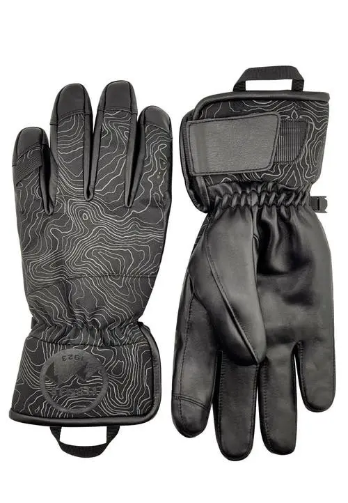 KESSLER Waterproof Ergo Grip Leather Palm Snow Gloves - Black/charcoal