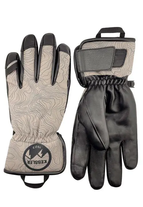 KESSLER Waterproof Ergo Grip Leather Palm Snow Gloves - Black/mink