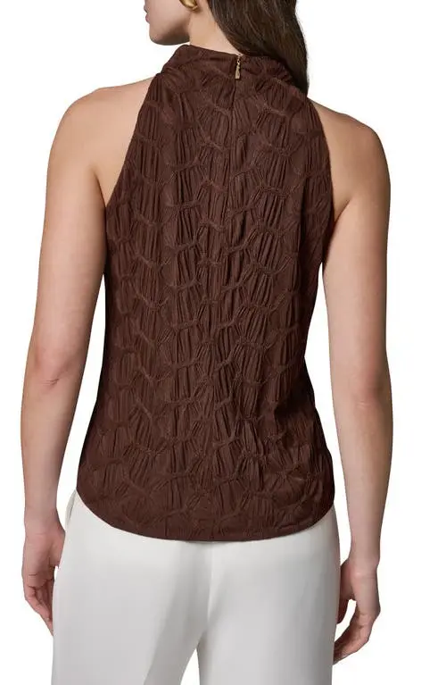 Donna Karan New York Texture Mock Neck Top - Canyon