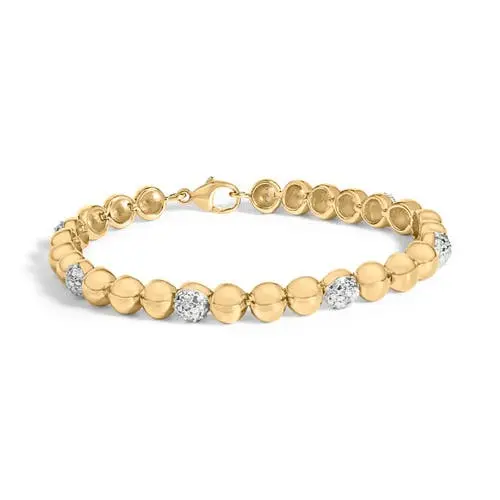 HAUS OF BRILLIANCE Gold Vermeil 1/5 Cttw Diamond Bold Dome Bead Link Bracelet - Silver
