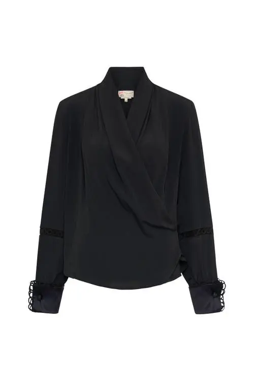 MAISON COMMON Silk Blend Evening Blouse With Sequins Macram