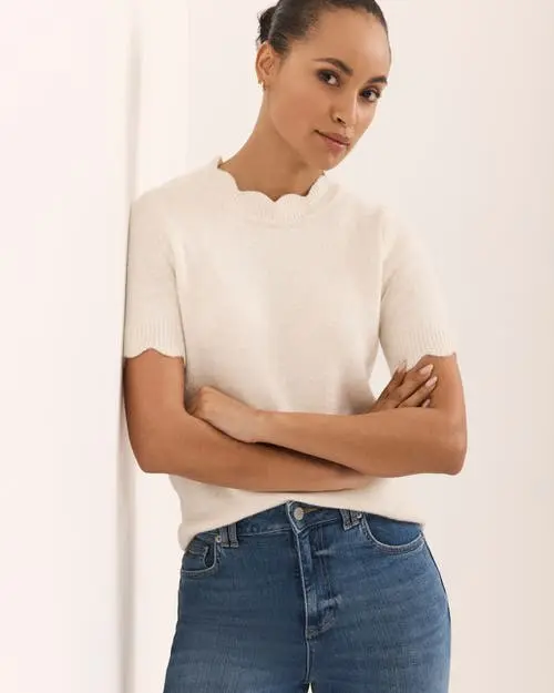 Mint Velvet Scallop Knit Top