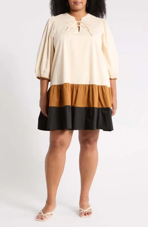 SUGARLIPS Woodlake Color Block Tiered Minidress