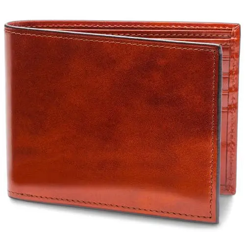 Bosca Id Flap Leather Wallet - Cognac