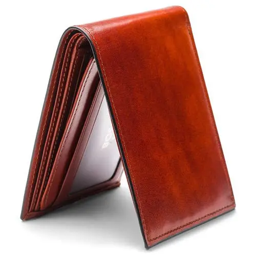 Bosca Id Flap Leather Wallet - Cognac