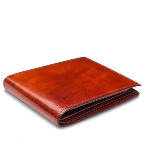 Bosca Id Flap Leather Wallet - Cognac