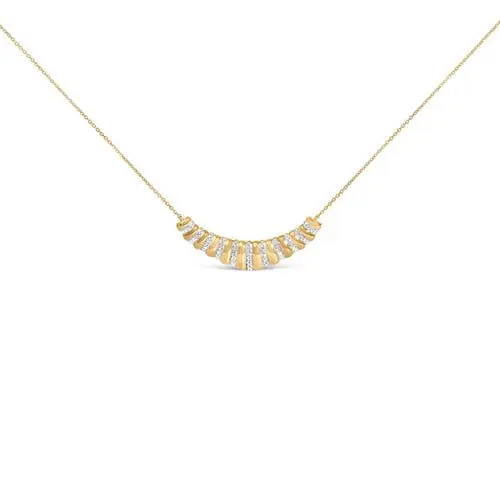 HAUS OF BRILLIANCE Gold Vermeil 1/10 Cttw Diamond Bold Ribbed Pendant Necklace - Silver