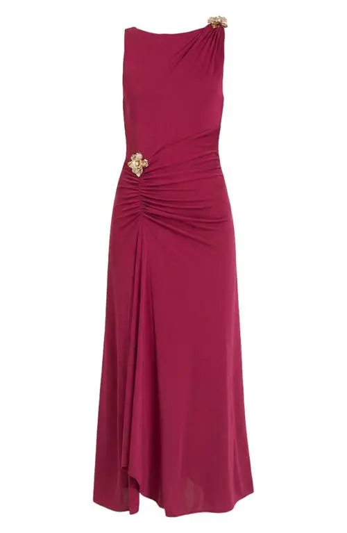 Cinq À Sept Eliro Ruched Bateau Neck Midi Dress
