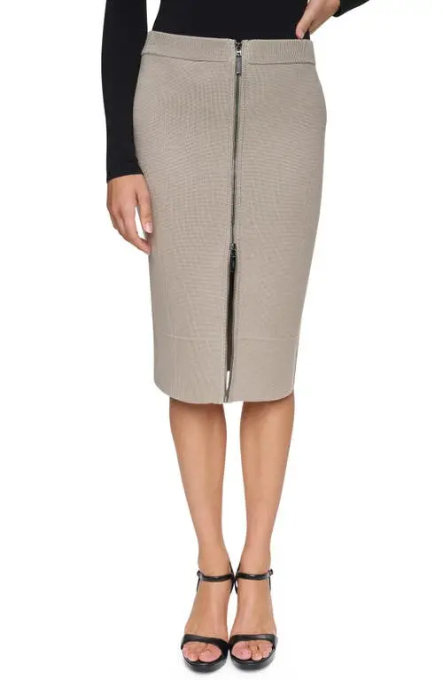 Dkny Zip Front Sweater Skirt - Putty