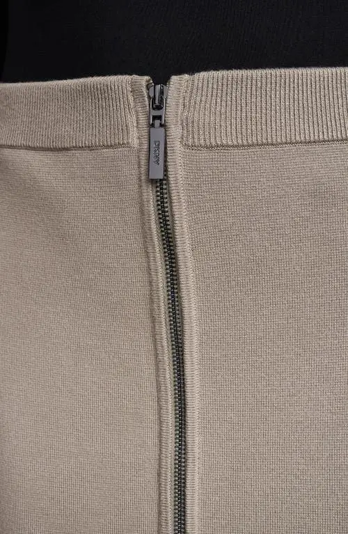 Dkny Zip Front Sweater Skirt - Putty