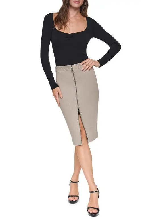 Dkny Zip Front Sweater Skirt - Putty