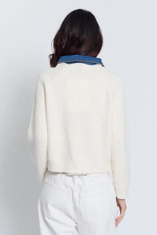 Central Park West Nash Denim Collar Sweater