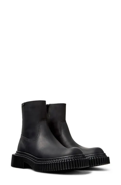 Camper Pix Leather Zip Up Boot - Black