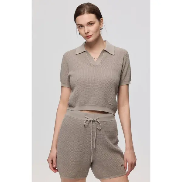 JUANA Noa Open Knit Shorts - Light Gray