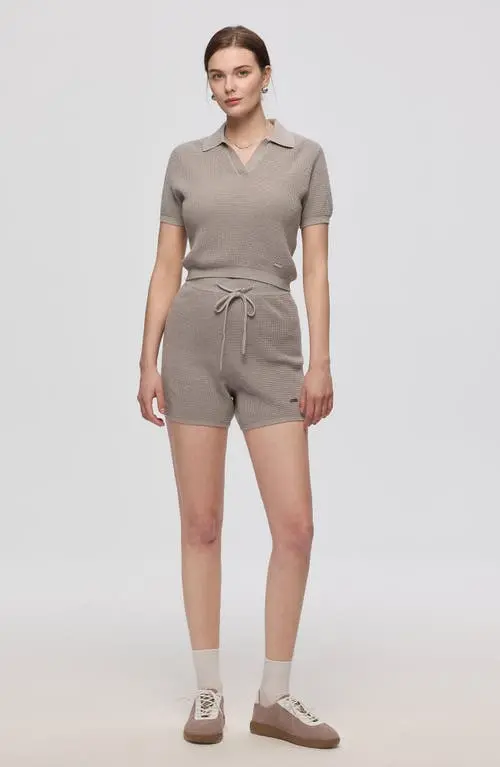 JUANA Noa Open Knit Shorts - Light Gray