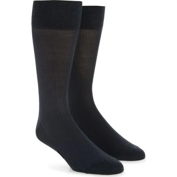 BOSS 2-pack Ribbed Wool Blend Dress Socks - Charcoal