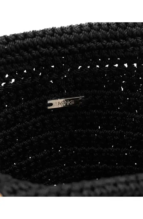 Mango Braided Bamboo Handle Handbag - Black