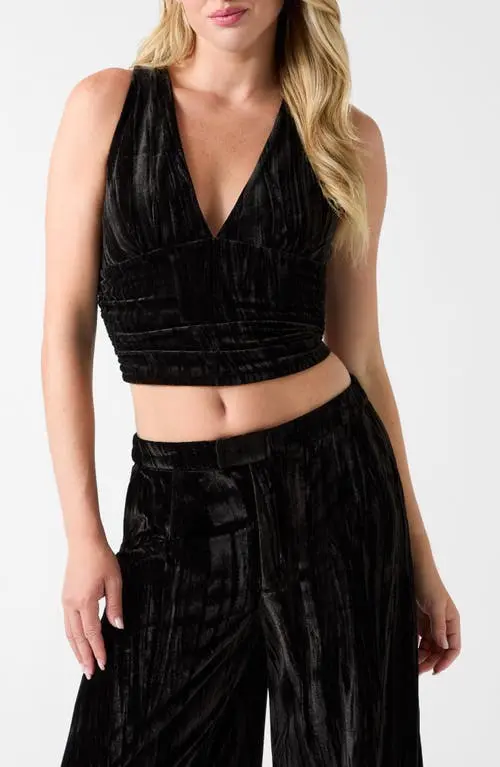 Guess Arlowe Crushed Velour Crop Top - Jblack-black