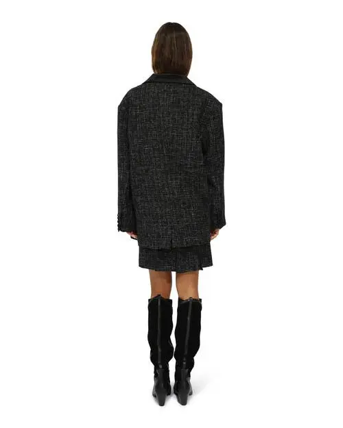 BELLE & BLOOM City Noir Tweed Oversized Blazer - Black