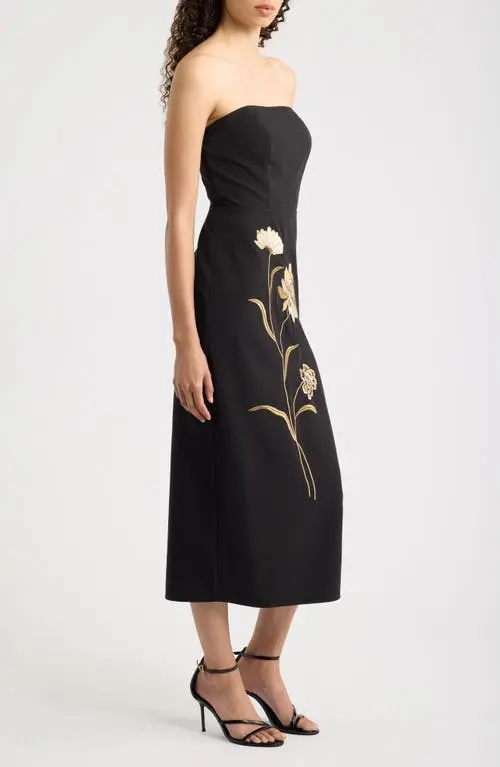 Sam Edelman Embroidered Placed Floral Strapless Dress