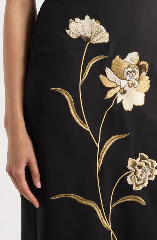 Sam Edelman Embroidered Placed Floral Strapless Dress