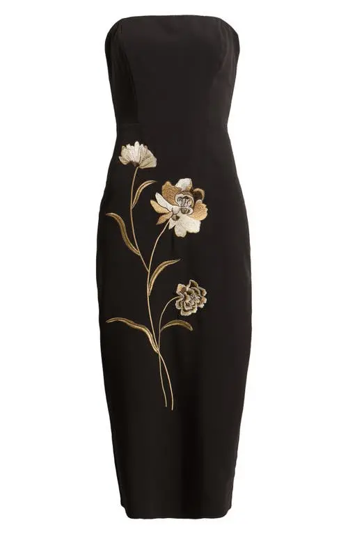 Sam Edelman Embroidered Placed Floral Strapless Dress