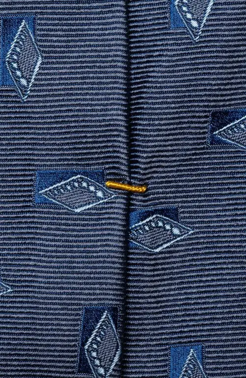Eton Diamond Woven Silk Tie - Dark Blue