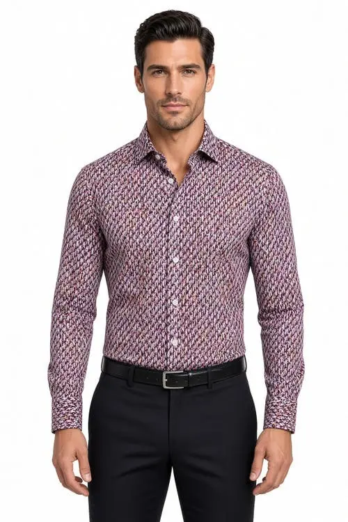 MASUTTO Ochs Print Button-up Long Sleeve Shirt