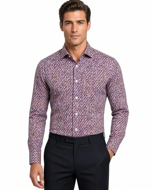 MASUTTO Ochs Print Button-up Long Sleeve Shirt